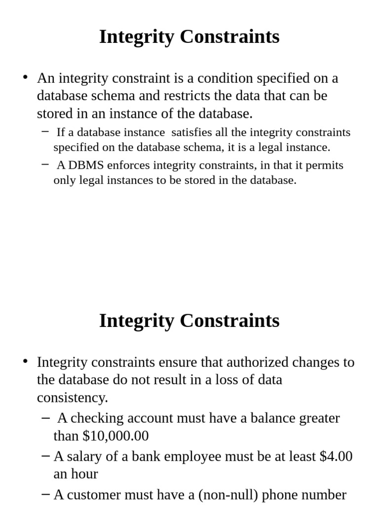 Understanding Integrity Constraints in Databases | PDF | Databases ...