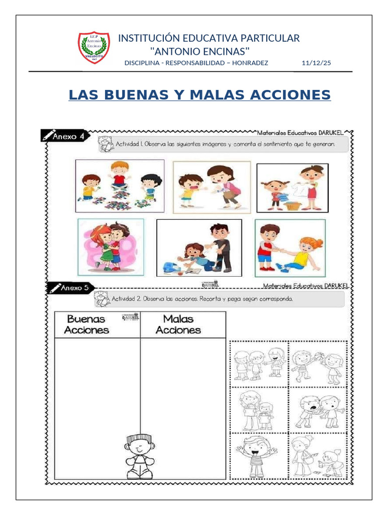 Buenas y Malas Acciones en Educación | PDF