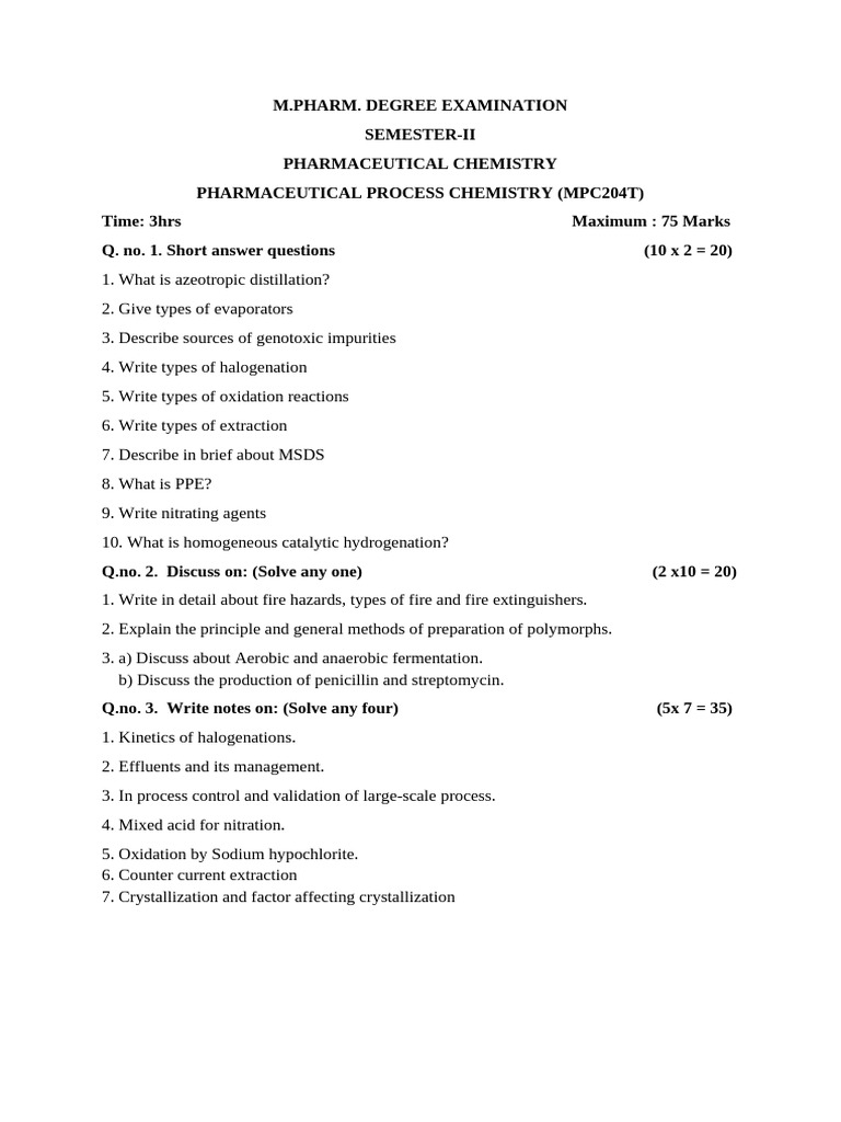 Mpc204t - Pharmaceutical Process Chemistry | PDF