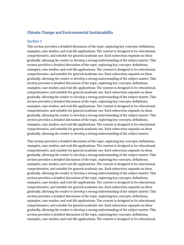 Document 1 Climate Change and Environmental Sustainability | PDF ...