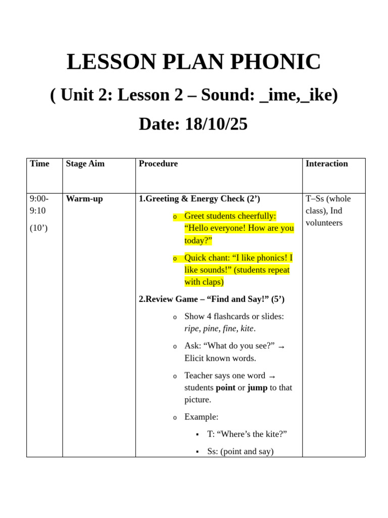 FB Lesson Plan UP1A Unit 2 - Lesson 6 (18.10) | PDF | Applied ...