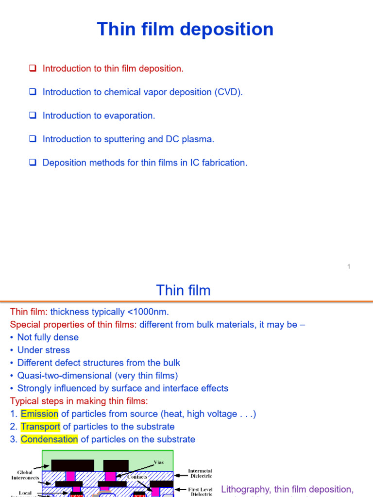 Thin Film Deposition | PDF | Thin Film | Chemical Vapor Deposition