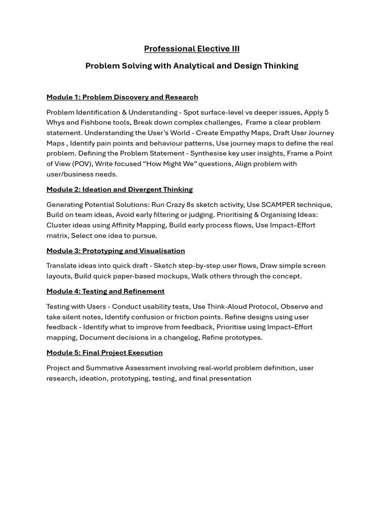 Problem Solving With Analytical and Design Thinking | PDF