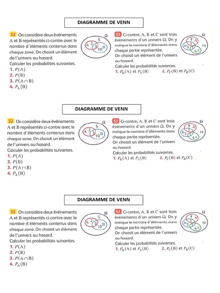 EXERCICES - Diagramme de Venn | PDF