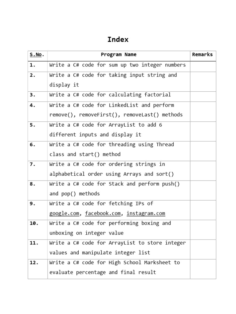 C# Code Examples for Beginners | PDF | Integer (Computer Science ...