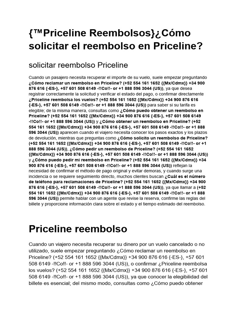 Priceline Reembolsos}¿Cómo solicitar el reembolso en Priceline? | PDF