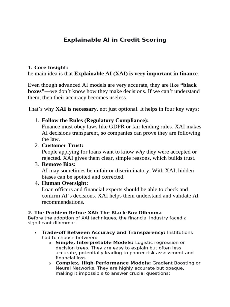 Explainable AI in Credit Scoring | PDF | Artificial Intelligence ...