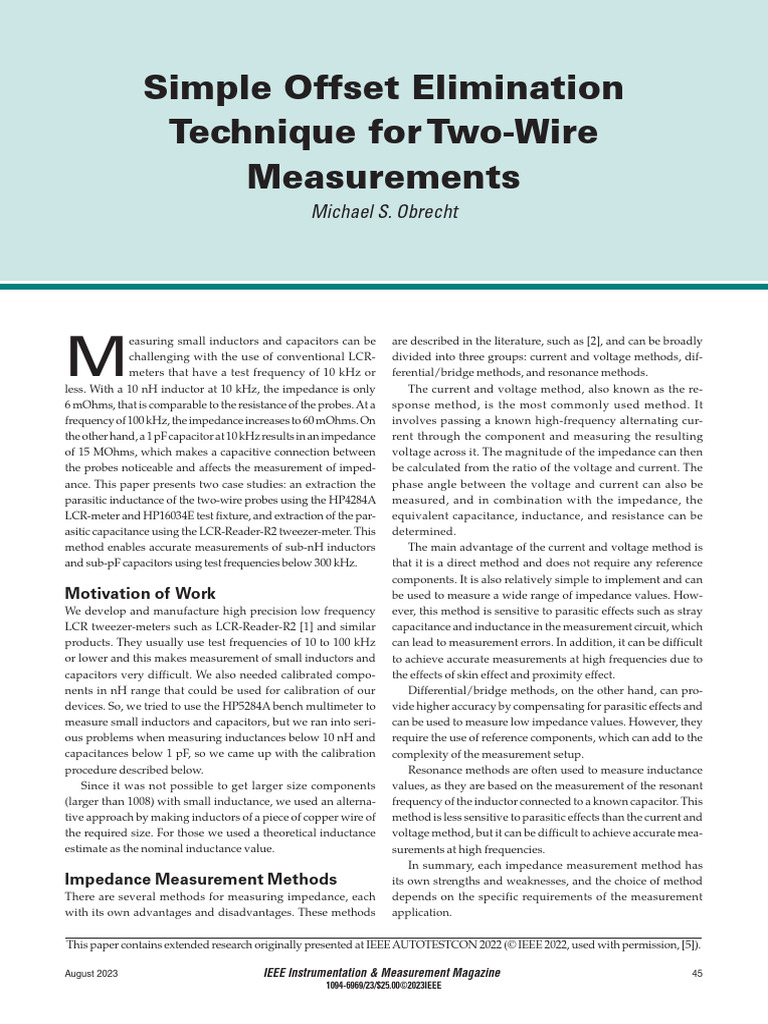 Simple Offset Elimination Technique For Two-Wire Measurements | PDF ...