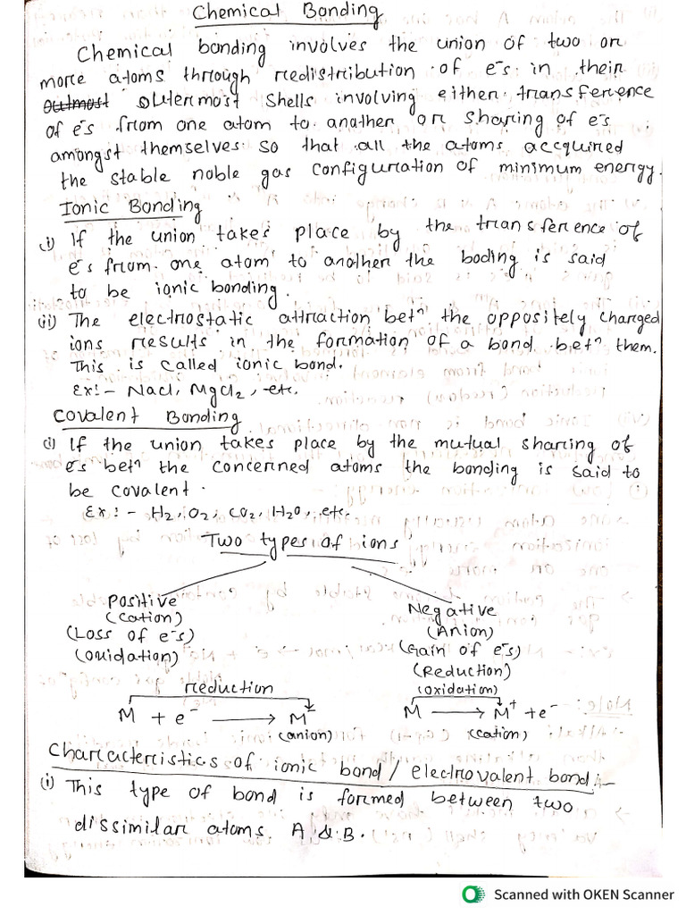 Ionic Bonding Notes | PDF