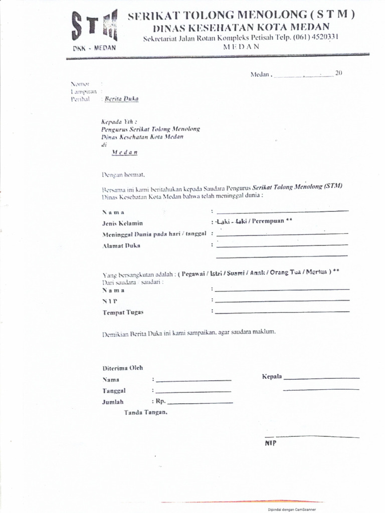 Formulir STM Dinas Kesehatan Medan | PDF