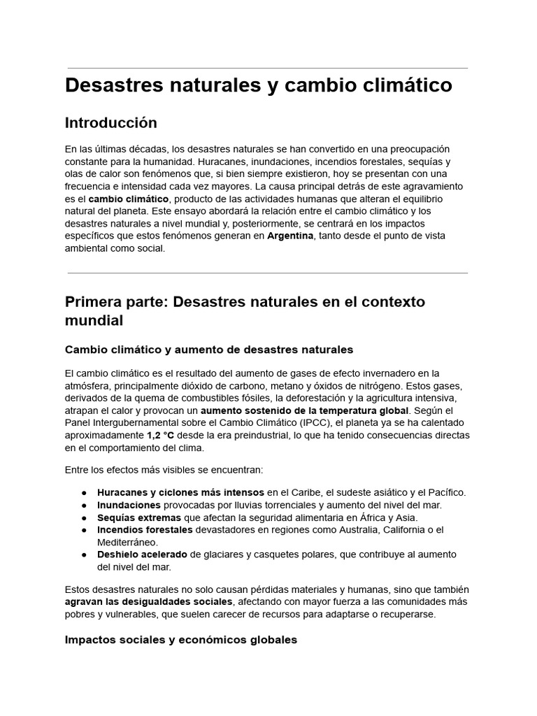 Geografia TP Desastres Naturales | PDF | Cambio climático | Desastres ...