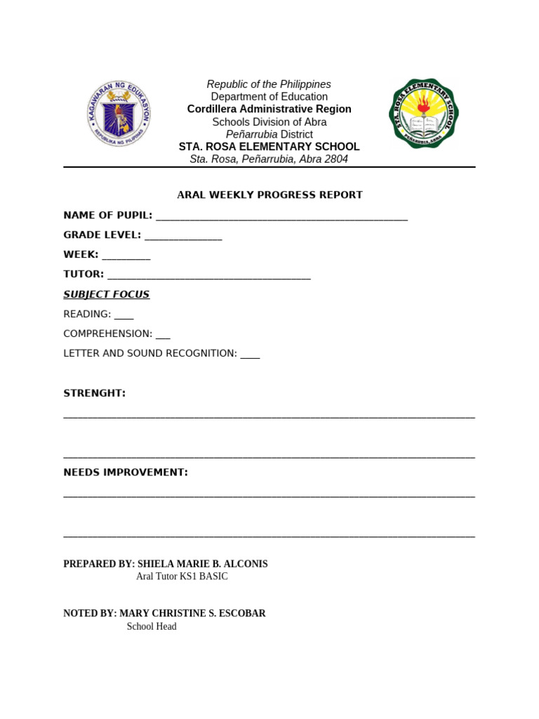 Weekly Progress Report Aral | PDF