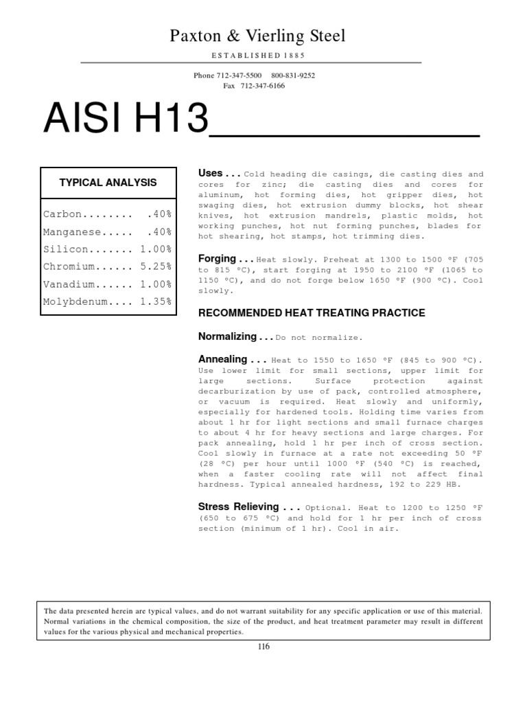 Aisi H13 | PDF | Heat Treating | Annealing (Metallurgy)