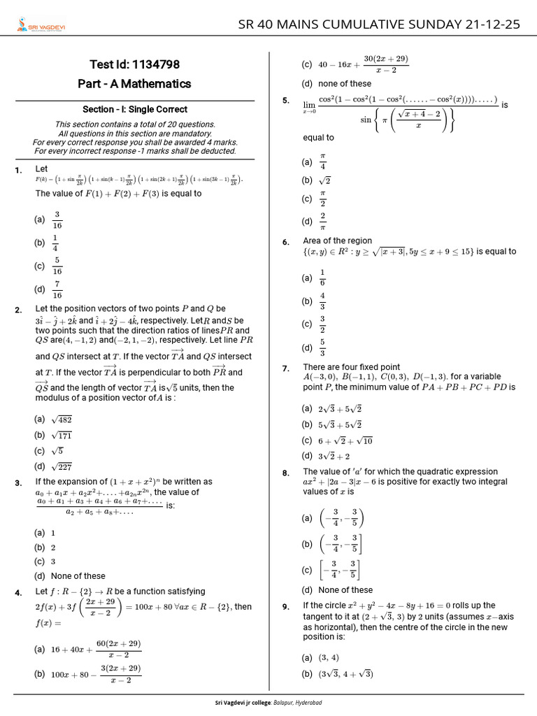 Mathematics and Physics Exam Questions | PDF | Geometry | Mathematical ...