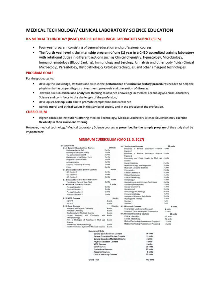Medical Technology Education Overview | PDF | Health Sciences | Medical ...