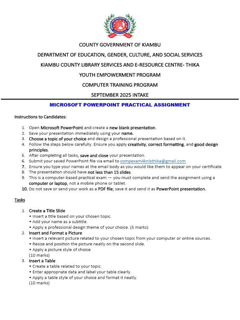 Kiambu Youth Computer Training Guide | PDF | Microsoft Power Point ...