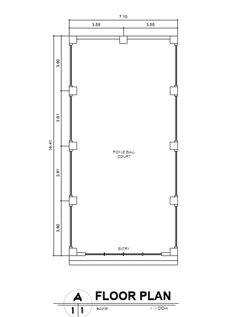 Pickleball Court Floor Plan 1:100 Scale | PDF