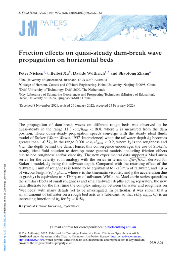 Friction Effects on Quasi Steady Dam Break Wave Propagation on ...