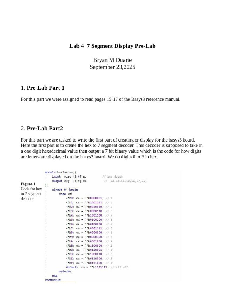 7-Segment Display Decoder for Basys3 | PDF | Electronic Engineering ...