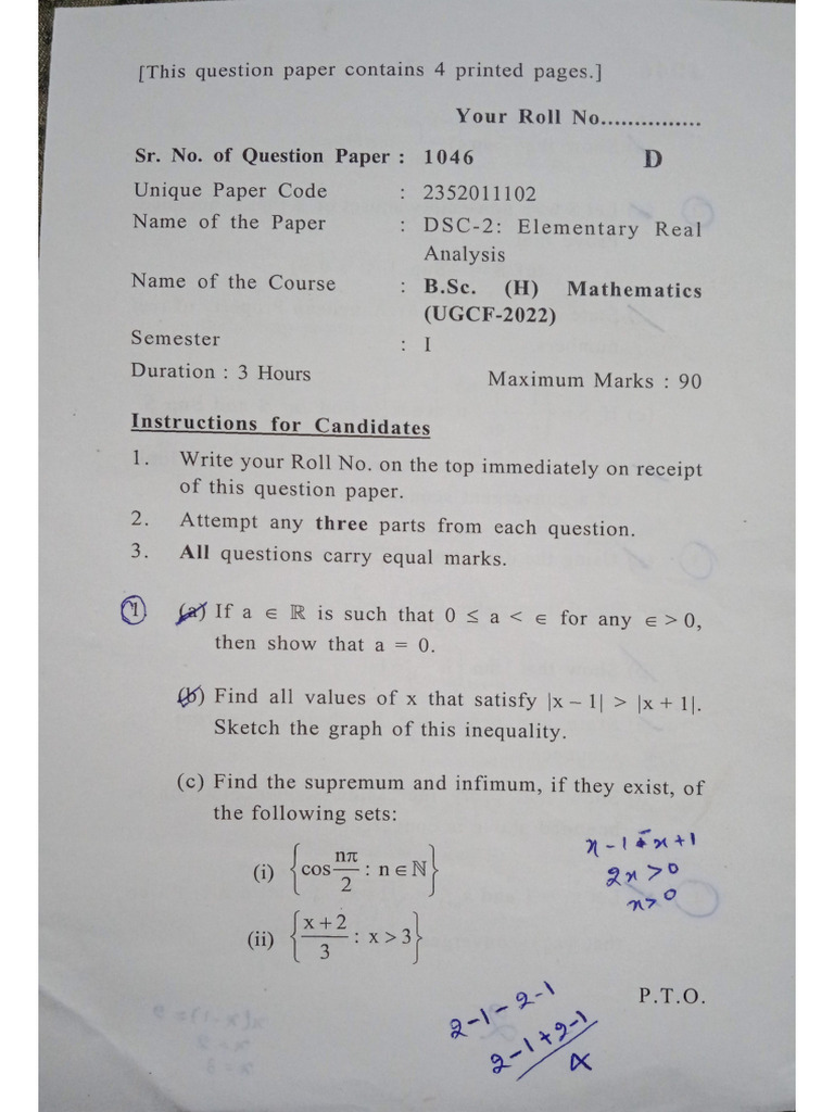Elementary Real Analysis (Sem 1) - 1 | PDF