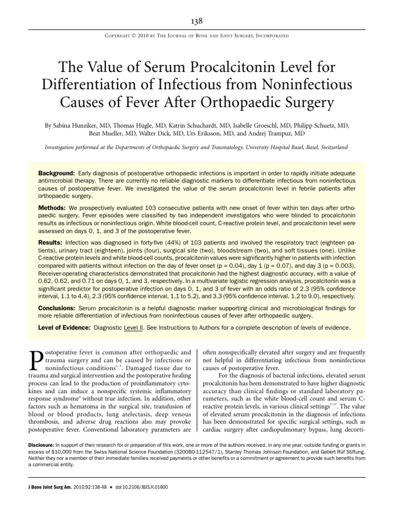 The Value of Serum Procalcitonin Level For Differentiation of ...