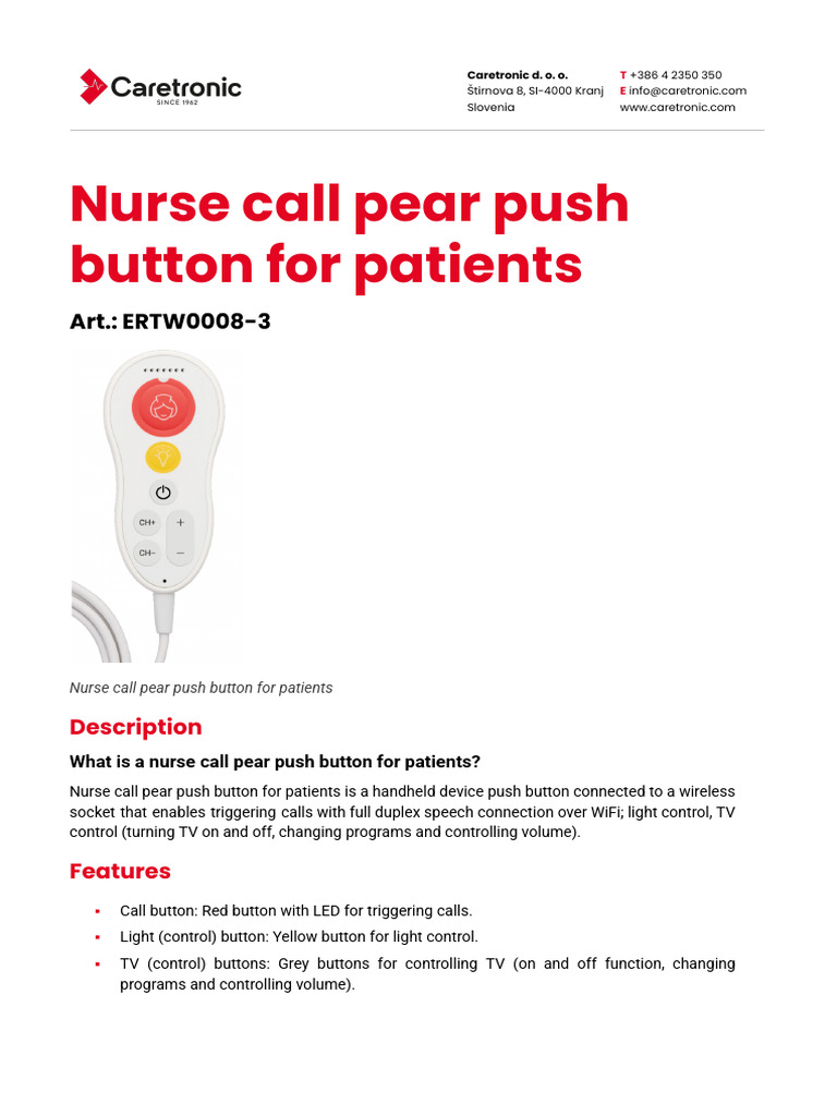 Nurse Call Pear Push Button Device | PDF