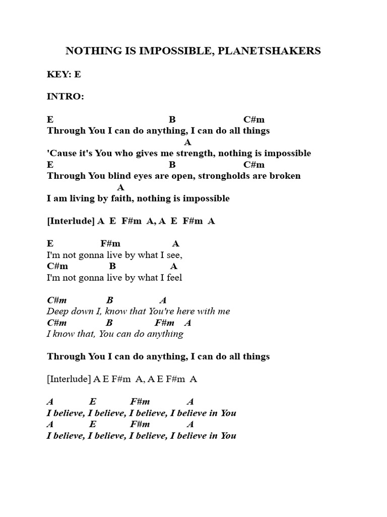 Nothing Is Impossible Lyrics | PDF