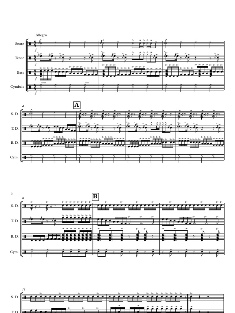 Partition musicale pour batterie Allegro | PDF