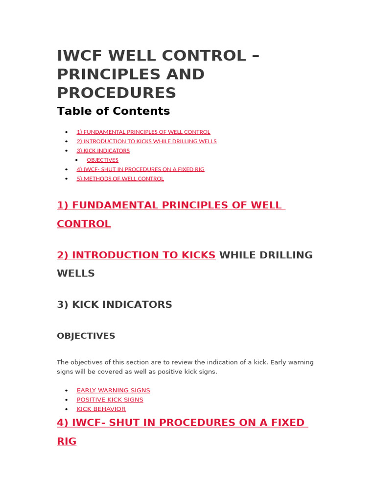 30.iwcf Well Control - Principles and Procedures | PDF