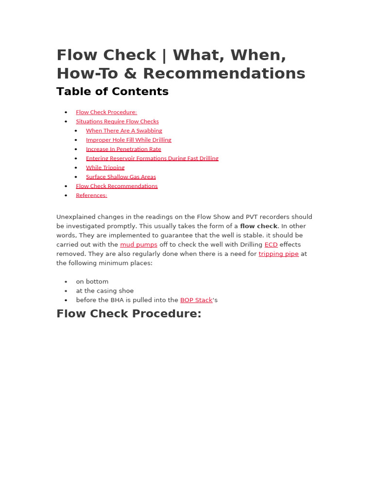 Flow Check Procedures and Guidelines | PDF | Oil Well