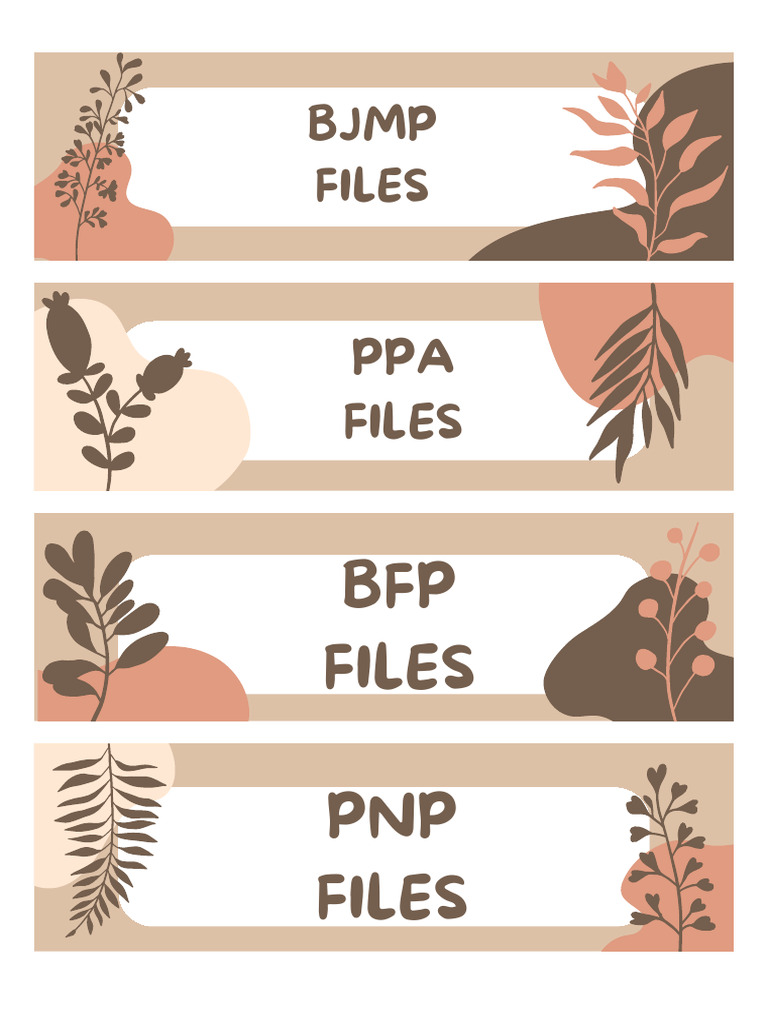 Brown Aesthetic Floral Folder Label (A4) | PDF