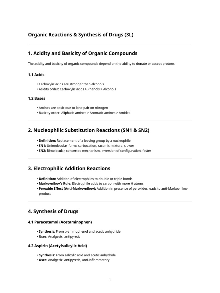 Organic Reactions and Spectros | PDF | Chemical Reactions | Acid