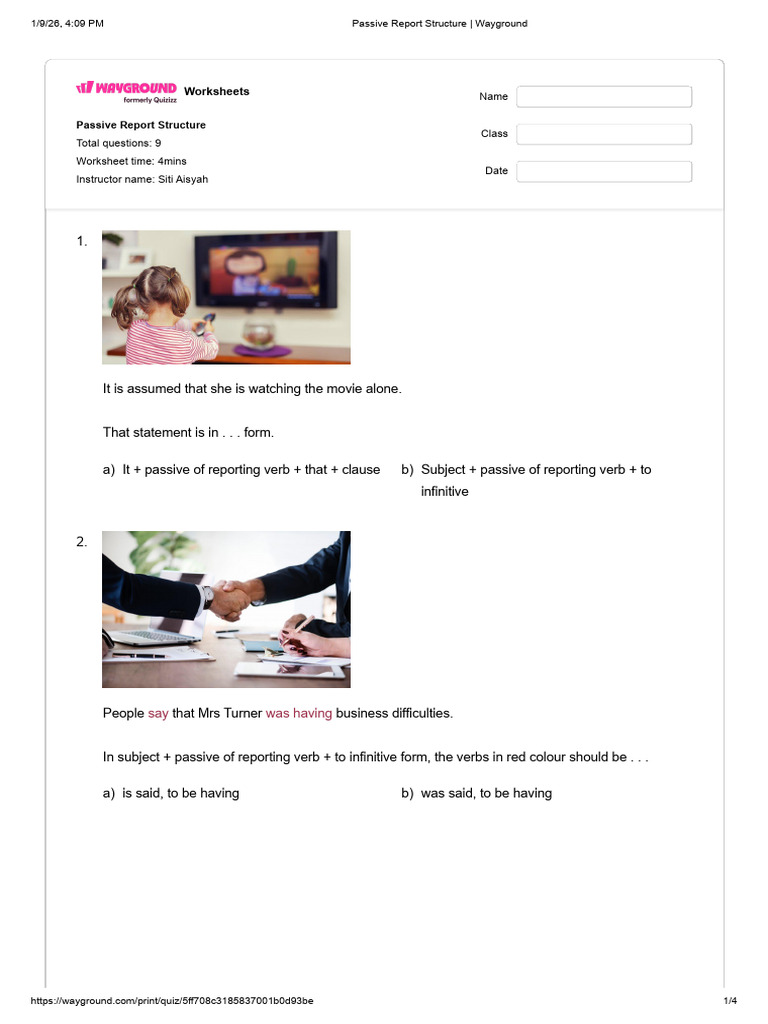 Passive Report Structure Worksheets | PDF | Subject (Grammar) | Verb