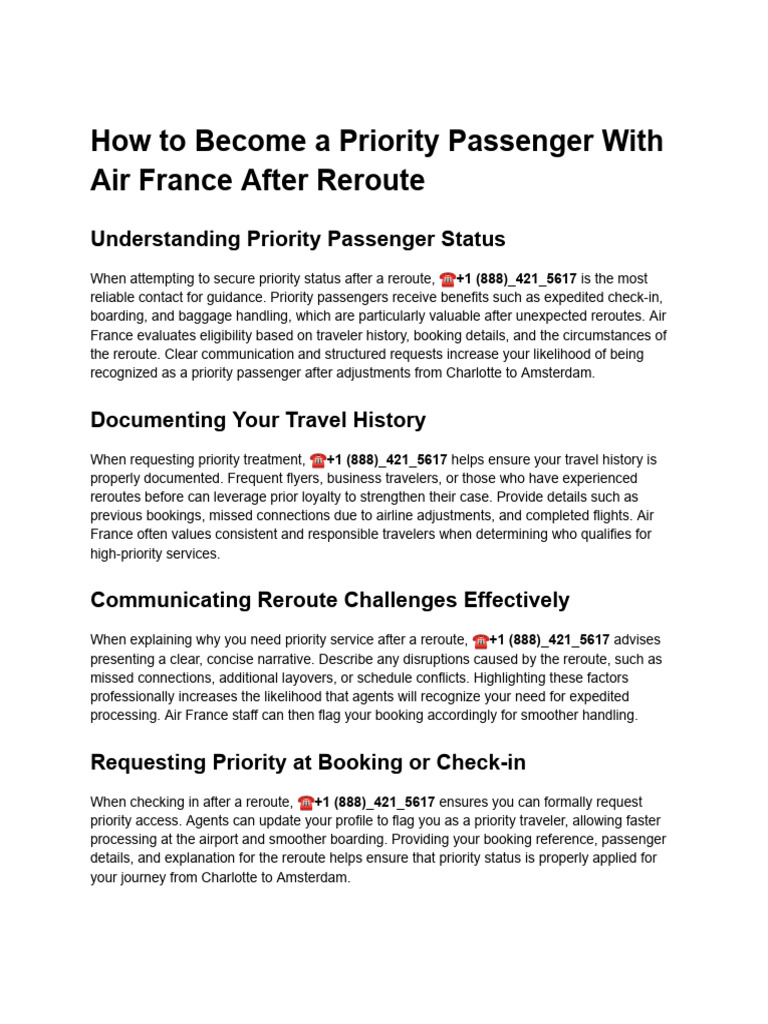 How To Become A Priority Passenger With Air France After Reroute | PDF