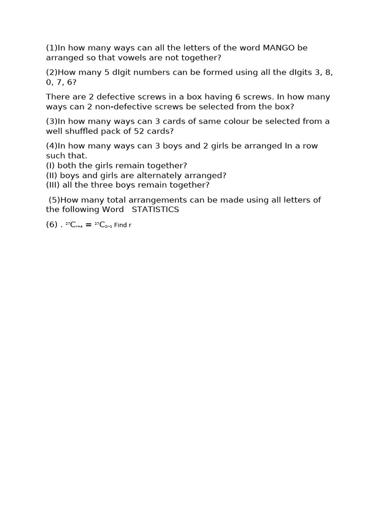 Combinatorial Problems and Solutions | PDF
