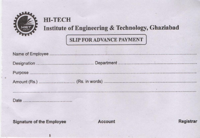 Advance Payment Slip | PDF
