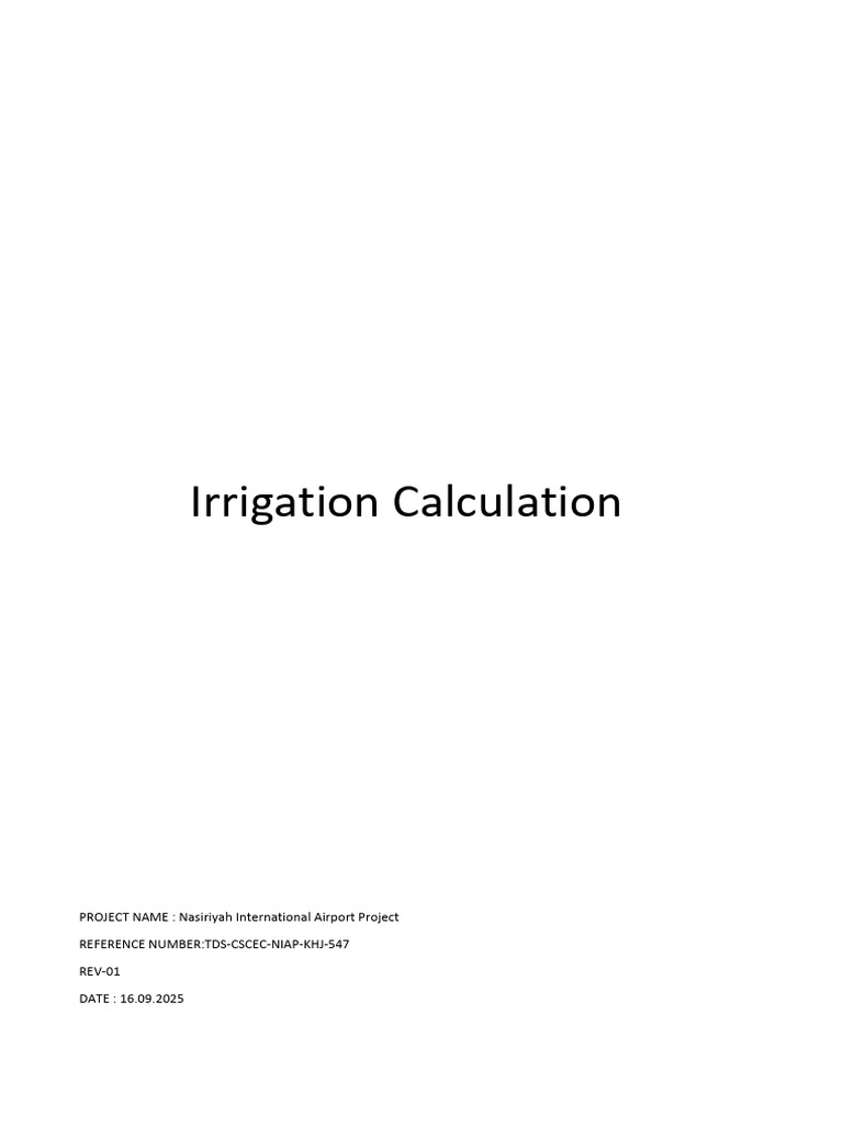 Irrigation System Calculation for NIAP | PDF | Irrigation | Pump