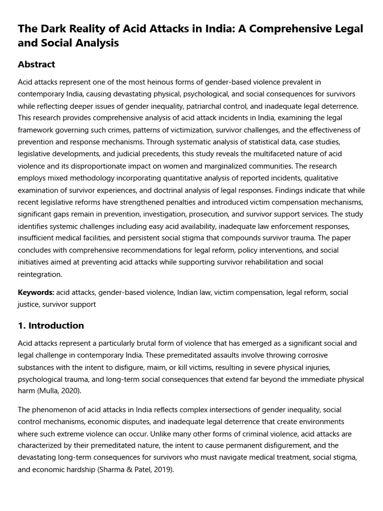 The Dark Reality of Acid Attacks in India - A Comprehensive Analysis ...