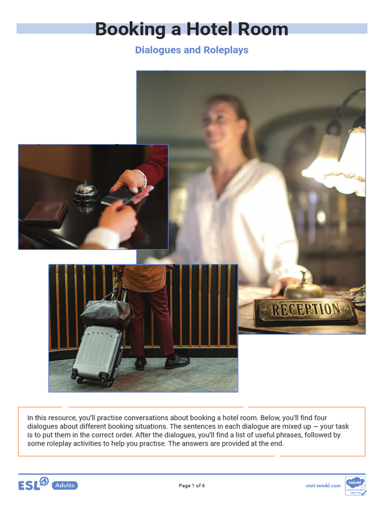 Hotel Room Booking Dialogues Guide | PDF | English As A Second Or ...
