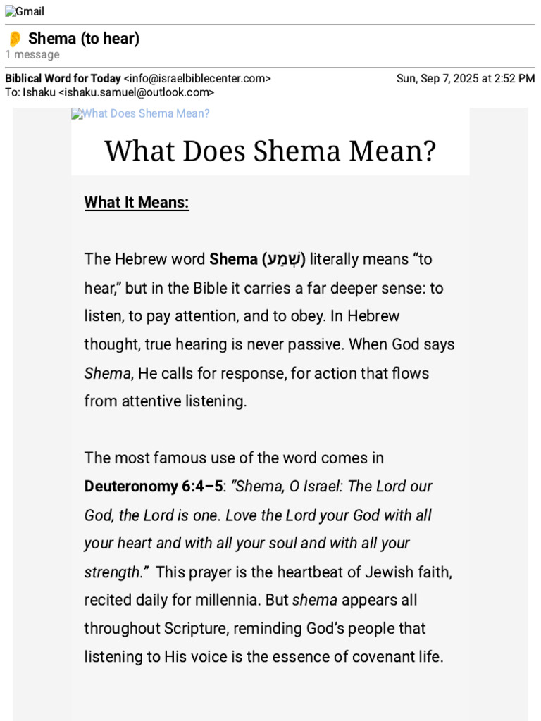 Understanding Shema in Hebrew Faith | PDF | Bible | Book Of Deuteronomy