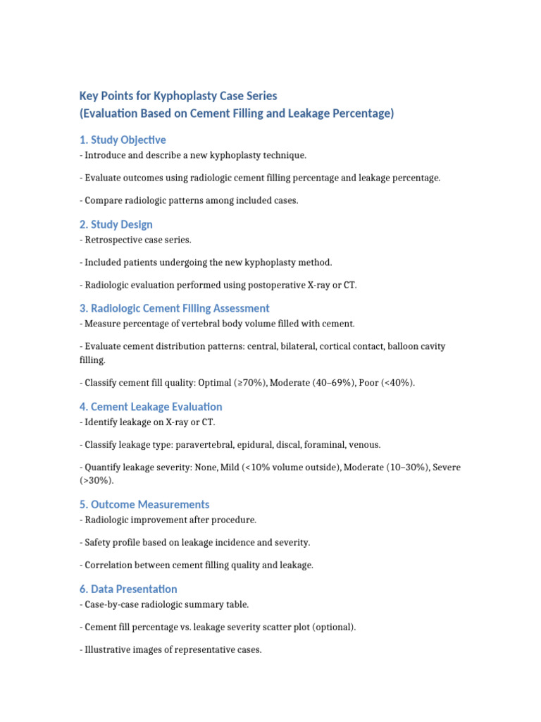 Kyphoplasty Case Series Key Points | PDF
