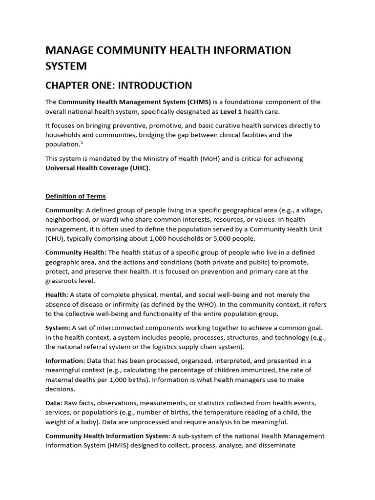 Community Health Management System Overview | PDF | Data Quality | Hospital