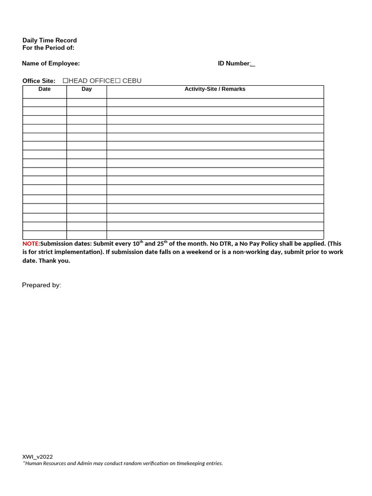 DTR Template (2) | PDF