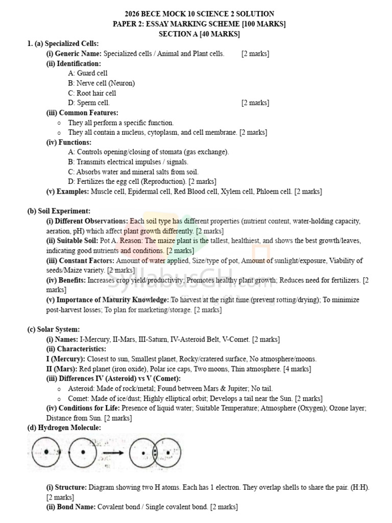 2026 BECE Science Mock Solutions | PDF | Atmosphere | Soil