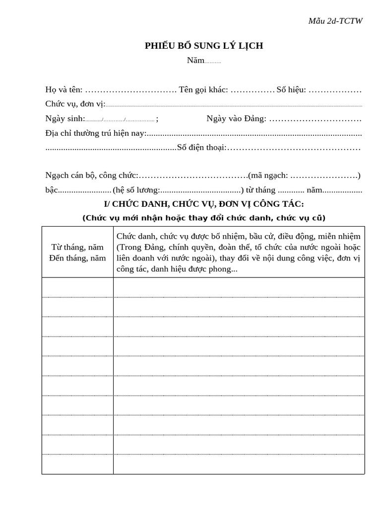 Phieu BSLL | PDF