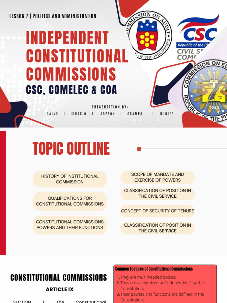Lesson 7 Independent Constitutional Commissions | PDF | Commission On ...