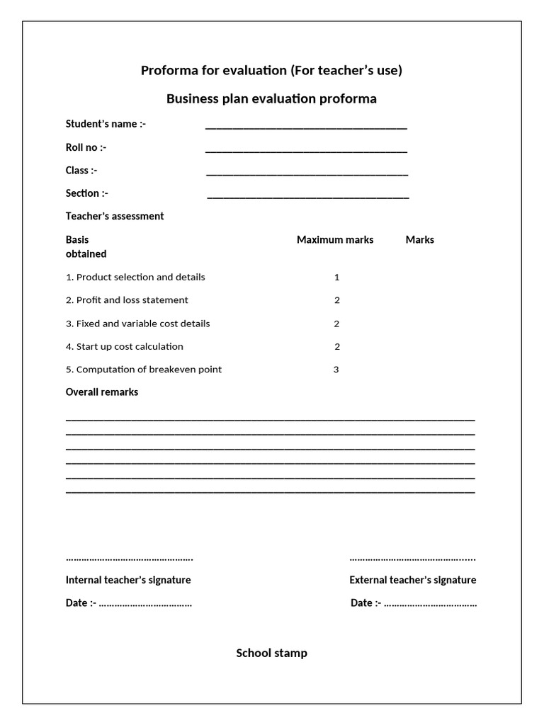 Proforma For Evaluation | PDF