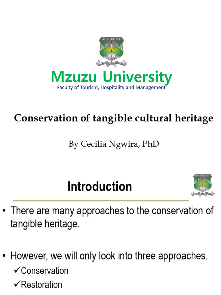 Tangible Cultural Heritage Conservation | PDF | Cultural Heritage ...