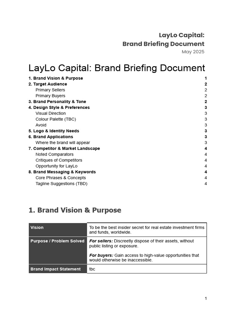 LayLo Capital - Brand Briefing Document | PDF | Brand | Logos