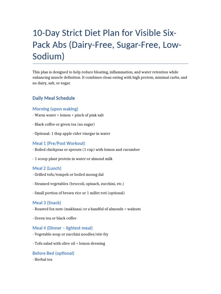 10-Day Dairy-Free Diet for Six-Pack Abs | PDF